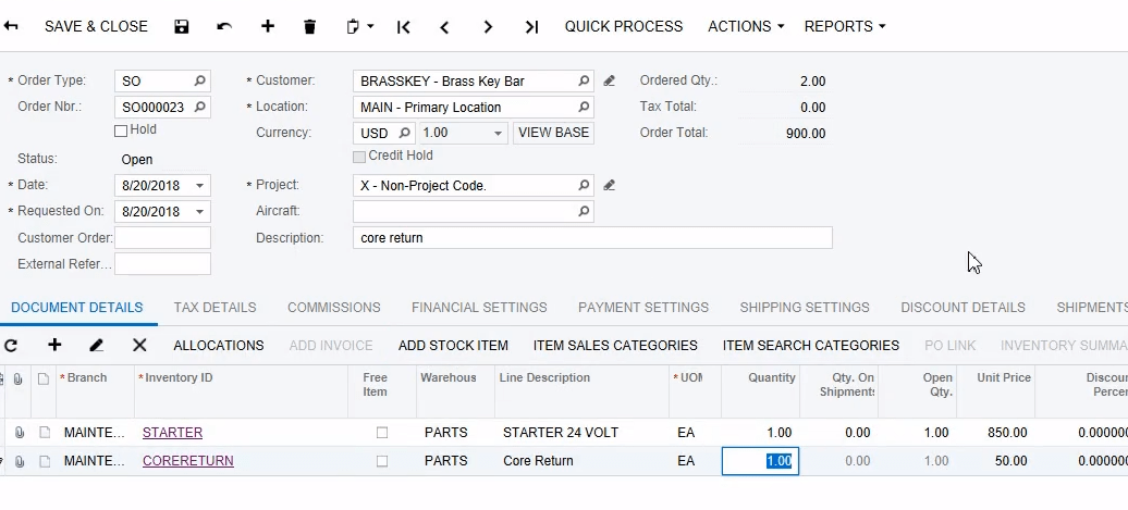 MRO Software Core Tracking